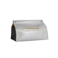China Gray Luxury Nordic House Table PU Leather Tissue Box Cute Mini Car Napkin Holder for sale