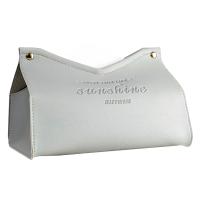 China Simple Style Rectangle Custom Luxury Nordic Type PU Leather Gold Paper Tissue Box Cover for sale