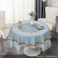 China Oil-Proof PVC Round Plaid Tablecloth for 10-Person White Round Table Classic Style for sale