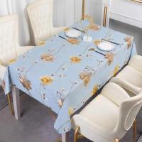 China 137cm*20m Waterproof Blue Golden Dining Wedding Nonwoven Waterproof Table Cloth Cover for sale