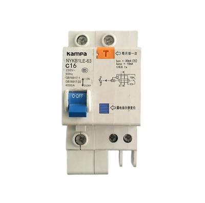 China Safety Residual Current Circuit Breaker Kampa Nykb1le-63 Rcbo 2 Phase 16a for sale