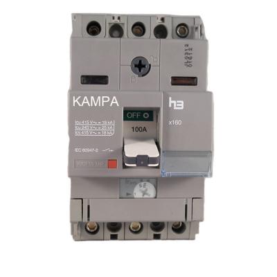 China H3 Moulded Case Circuit Breaker Kampa X160 3P 25ka 100A HHA100Z MCCB for sale
