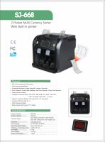 China Free Spare Parts Smart 2CIS Handle Rechargeable Banknote Sorter Machine SJ-668L Double Pocket With Serial Number for sale