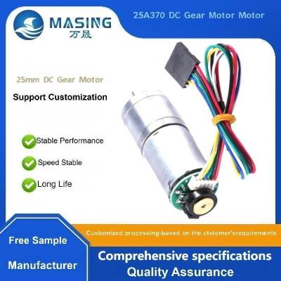 China High Torque 25mm Brushed DC Gear Motor GM25-370 with Encoder 6v 12v Permanent Magnet Construction for sale