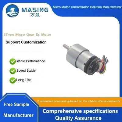 China Motor Manufacturer 37mm Geared 12v 24v Customized Speed Torque 520 DC Gear Motor with Encoder for Robot for sale