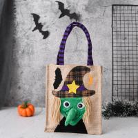 China 27g Linen Halloween Theme Handbag 26*15cm Candy Bag Witch Pumpkin Small Gifts Bag for sale
