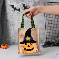 China Witch Pumpkin Halloween Theme Linen Handbag 27g Candy Bag for Small Gifts 26*15cm for sale