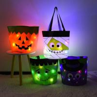 China Large Reusable Pumpkin Light Collapsible LED Flashing Halloween Trick or Treat Bucket for sale