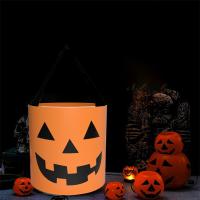 China LOGO Printed LED Light Halloween Pumpkin Tote Bag for Kids Trick Or Treat Candy Bucket for sale
