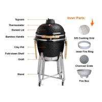 China Kamado Big 24 Inch Barbecue Outdoor Charcoal BBQ Ceramic Green Color Egg Grills 60 KG for sale