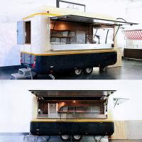 China Large Size Food Caravan Camper Kitchen Restaurant Fast Food Kiosk on Tow Bar Trailer for sale