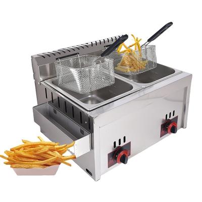 China Commercial Deep Fryer Desktop Twin Cylinder Fryer Machine Easy to Operate and Clean for sale