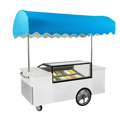 China Mobile Snack Food Vending Trolley with Equipped Display Counter on Sustainable Cart for sale