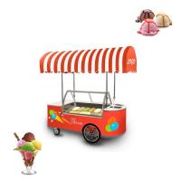 China Summer Street Ice Cream Business Customizable Hand Push Gelato Van with 300L Capacity for sale