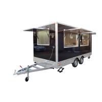 China Electric Power Square Catering Trailer with Toilet Pizza Hamburger Milk Tea Mobile Fast Food Truck Source for sale