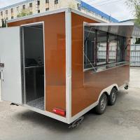 China Electric Power Square Catering Trailer with Toilet Pizza Hamburger Milk Tea Mobile Fast Food Truck Source for sale