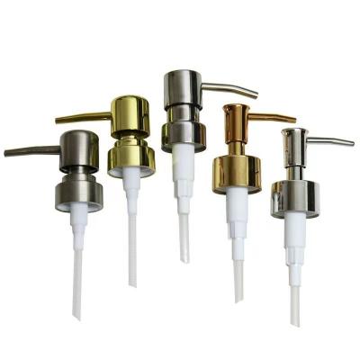China 20/24/28mm Gold Silver Metallic Lotion Pump Dispenser for Luxury Non Spill Cosmetic Packaging for sale