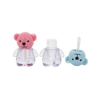 China 2ml Cute Bear Head Cap Plastic Lip Glaze Tube with Screw Cap Closure Custom Printing for sale