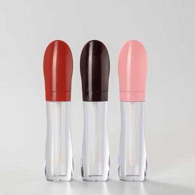 China Round Big Head Lip Glaze Tube 3.8ml Transparent Bottle with Large Applicator for sale
