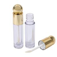 China Round Design Head Cap Plastic Lip Glaze Tube with Brush 4.5ml Gold for sale
