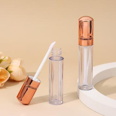 China Rose Gold Head Cap Plastic Lip Glaze Tube 4.5ml High-End Cosmetic Packaging for sale