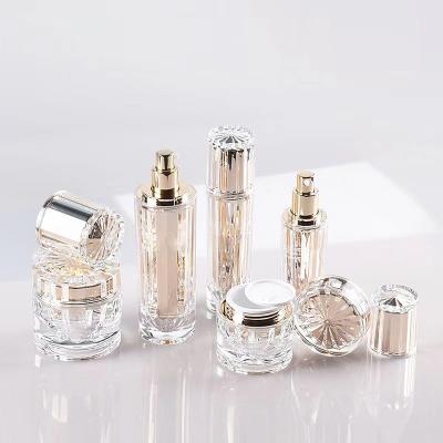 China Custom Acrylic Bottle Jar Set 30ML 50ML 100ML for Cosmetic Packaging - Shatter-Resistant Plastic Containers for sale