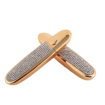 China Oval 10g Lipstick Tube with Screw Cap Top Rhinestone Detail Cosmetic Packaging for sale