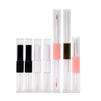 China 1.2ml 2.5ml Plastic Square Slim Lip Gloss Tube Dual Heads Custom Colors for sale