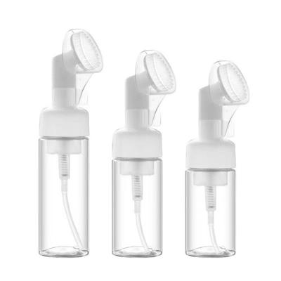 China Plastic Silicone Brush Foam Bottle 100ml Hybrid Gentle Massaging Applicator for sale