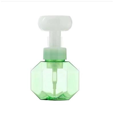 China Empty Diamond PET Bottle with Flower Shape Foam Pump Head 100-300ml Capacity for Cosmetic Use for sale