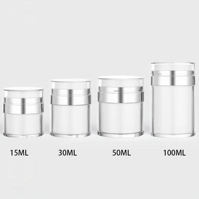 China Empty Airless Jar 30ml 50ml with Silver Shoulder for Face Cream Eye Cream 100% Evacuation for sale