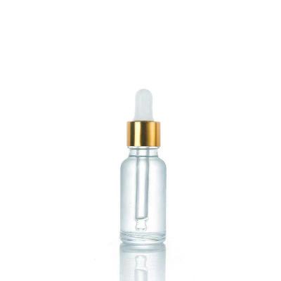 China Wholesale Clear Glass Dropper Bottle 5ml to 200ml with Aluminum Gold Skirt for sale
