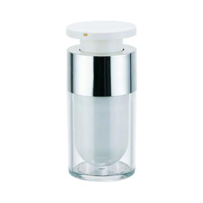 China Acrylic Airless Cosmetic Bottle Heart Inner Shape 15ml 30ml 50ml Premium Skincare Packaging for sale