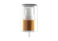 China 24/410 Golden Aluminum Closure Cosmetic Pump Dispenser with 0.35ml Discharge Rate and AS Material Full Cap for sale