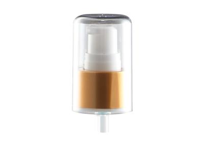 China 24/410 Golden Aluminum Closure Cosmetic Pump Dispenser with 0.35ml Discharge Rate and AS Material Full Cap for sale