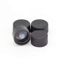 China Black Ribbed Smooth Plastic Screw Cap 20mm 24mm 28mm with Induction Sealing Gasket for Cosmetic Bottles for sale