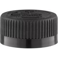 China Black Ribbed Smooth Plastic Screw Cap 20mm 24mm 28mm with Induction Sealing Gasket for Cosmetic Bottles for sale