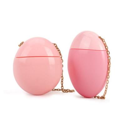 China 50ml Egg-Shaped Sunscreen Bottle with Detachable Gold Chain Custom PP Plastic Cosmetic Packaging for sale
