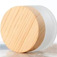 China 5g 10g 15g 30g 50g Empty Frosted Glass Cream Jars Refillable Cosmetic Natural Wood Leak-proof Travel Storage Containers for Eye Cream Face Mask Skincare for sale