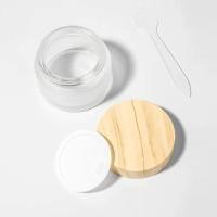 China 5g 10g 15g 30g 50g Empty Frosted Glass Cream Jars Refillable Cosmetic Natural Wood Leak-proof Travel Storage Containers for Eye Cream Face Mask Skincare for sale