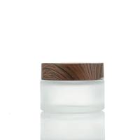 China 5g 10g 15g 30g 50g Empty Frosted Glass Cream Jars Cosmetic Natural Wood  Containers for Eye Cream Face Mask for sale