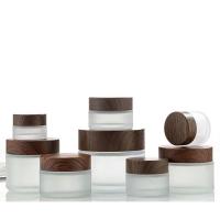 China 5g 10g 15g 30g 50g Empty Frosted Glass Cream Jars Cosmetic Natural Wood  Containers for Eye Cream Face Mask for sale