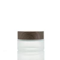 China 5g 10g 15g 30g 50g Empty Frosted Glass Cream Jars Cosmetic Natural Wood  Containers for Eye Cream Face Mask for sale