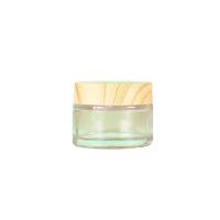 China 5g 10g 15g 30g 50g Empty Frosted Glass Cream Jars Cosmetic Natural Wood  Containers for Eye Cream Face Mask for sale
