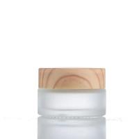 China 5g 10g 15g 30g 50g Empty Frosted Glass Cream Jars Cosmetic Natural Wood  Containers for Eye Cream Face Mask for sale