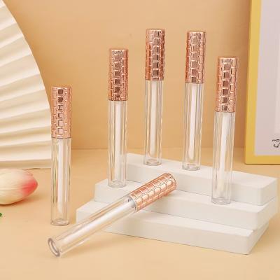 China Wholesale 4.5ml Plastic Lip Gloss Tube with Golden Cap and White Brush for Empty Cosmetic Container for sale