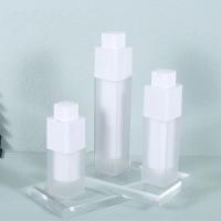 China Wholesale Square Shape 15ml 30ml 50ml Airless Pump Bottle with Rotary Lock Pump for Skincare Products for sale