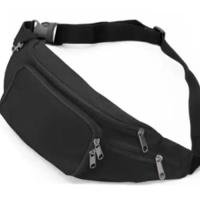 China Custom Logo Mens Camouflage Bumbag Black Waist Belt Bag 600D Polyester Lining for sale