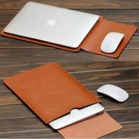 China 15 / 16 Inch PU Leather Laptop Sleeve Bag Embossing Logo Compatible With Macbook Pro for sale