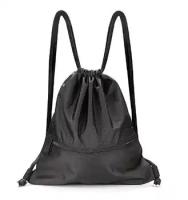 China Custom 420D Large Strong Ripstop Waterproof Nylon 420D / 210D Polyester Black Drawstring Backpack for sale